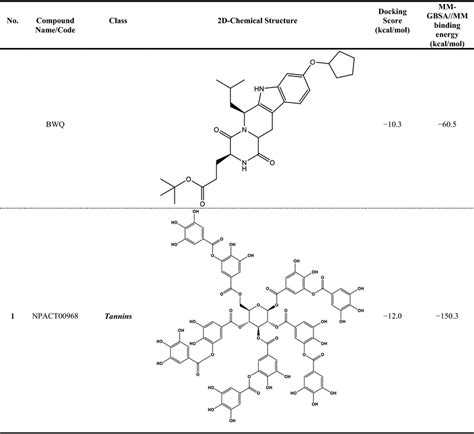 Evaluated Docking Score Classification Category 2D Chemical
