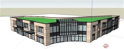 现代二层商场建筑设计su模型 原创 Sketchup模型库 毕马汇 Nbimer