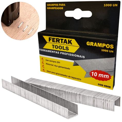 Grampos 10mm Tipo Reto Para Grampeador De Pressão Com 1000 Un Fertak Janela And Cia