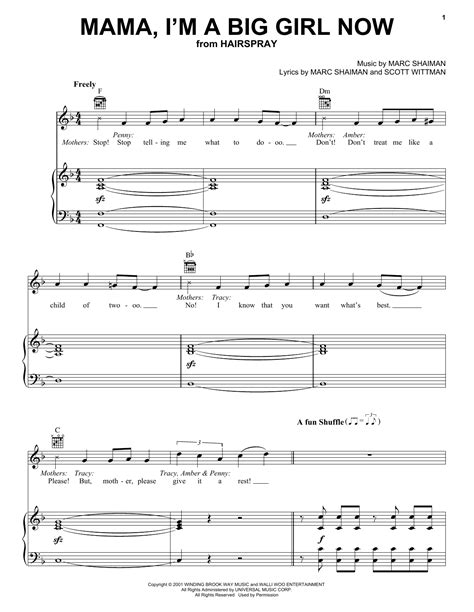 Mama Im A Big Girl Now Sheet Music Direct