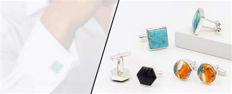 Jay Jools Blue Turquoise Cufflinks For Men Natural