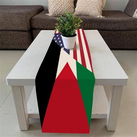 Rustic Cotton Linen Table Runner United We Stand With