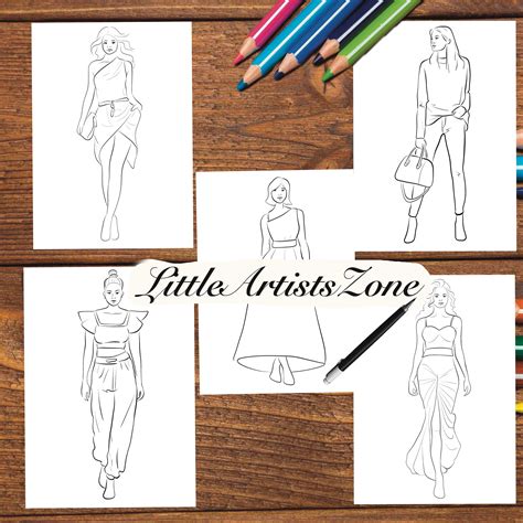 Fashion Design Coloring Pages Adult Printable Coloring Book Fashion Model Coloring Page For