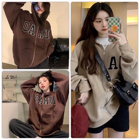 Áo Khoác Nỉ Ngoại Thêu Chữ Oahu Unisex Freeship Hoodie Zip Form Rộng