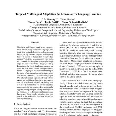 Targeted Multilingual Adaptation For Low Resource Language Families Acl Anthology