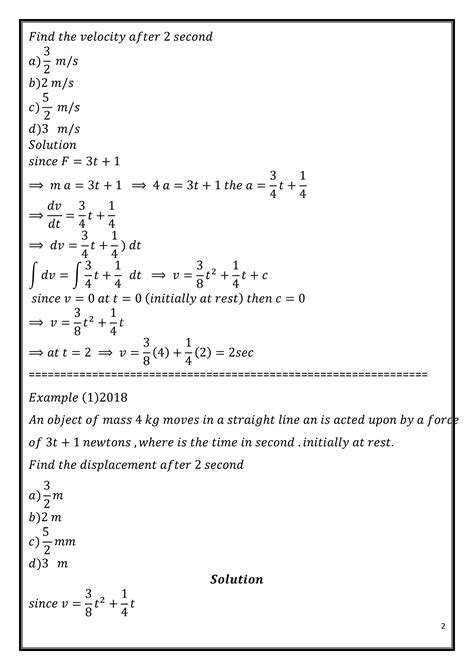 SOLUTION Mechanics Variable Forces Studypool