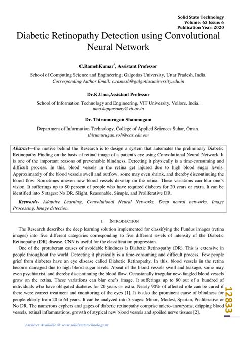 Pdf Diabetic Retinopathy Detection Using Convolutional Neural Network