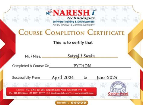 Satyajit Swain On Linkedin Python Certification Nareshit