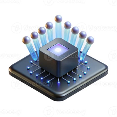 Impressive Artistic A Single Microchip Emitting Binary Code As Beams Of Light Dark Background