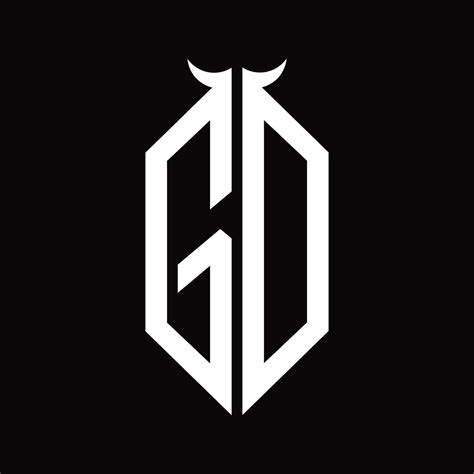 Gd Logo Monogram With Horn Shape Isolated Black And White Design