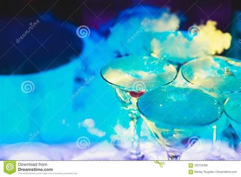 Beautiful Pyramid Line Of Different Coloured Alcohol Cocktails With