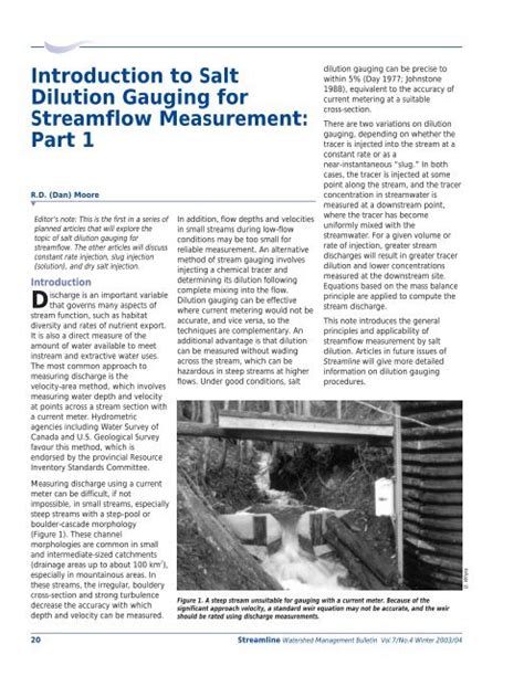 introduction to salt dilution gauging for streamflow forrex