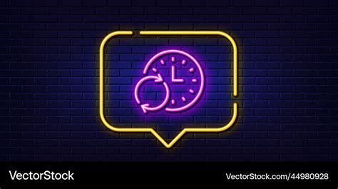 Time Line Icon Update Clock Sign Neon Light Vector Image