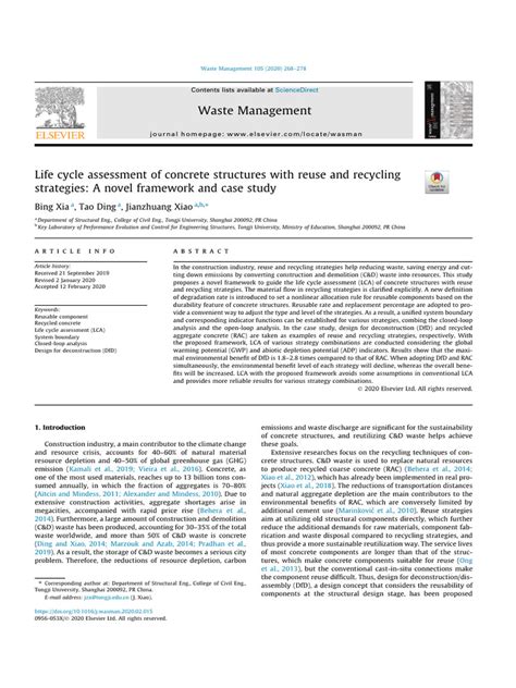 Life Cycle Assessment Of Concrete Structures With Reuse And Recycling