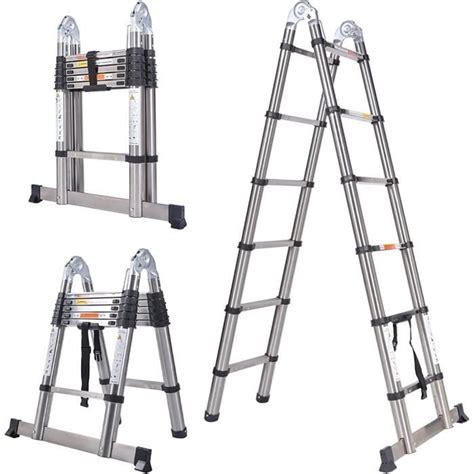 Échelle télescopique en acier inoxydable FT M en Échelle pliante en A Échelle droite