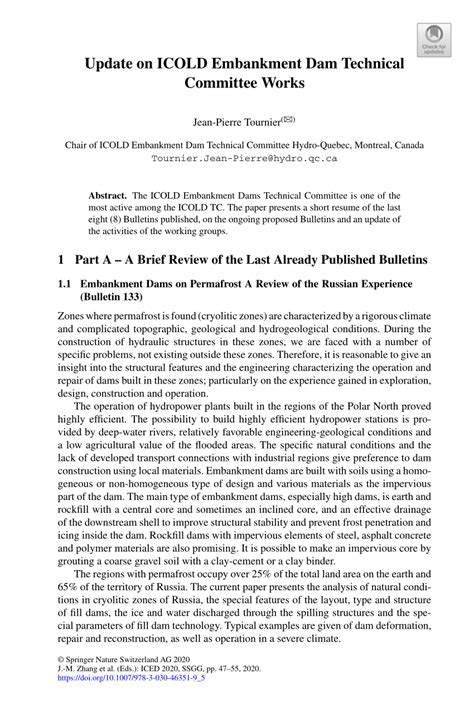 Pdf Update On Icold Embankment Dam Technical Committee Works