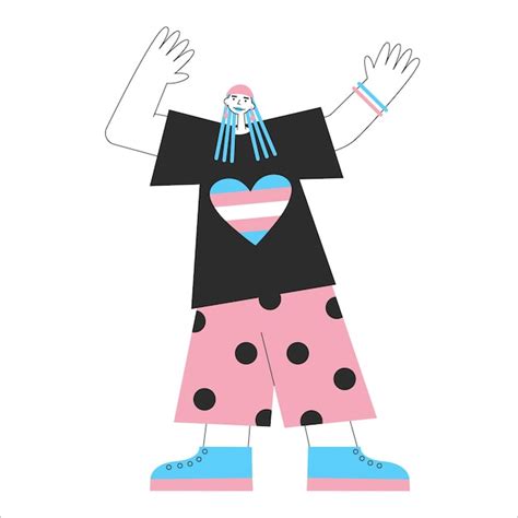 Transgender Mtf Oder Ftm Person Mit Trans Flagge Symbolen Und Farben