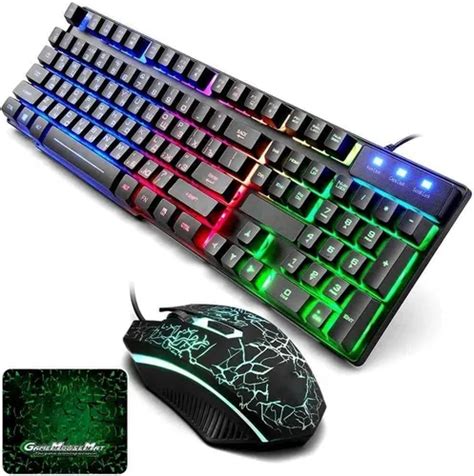 Teclado Y Mouse Gaming Rgb T6 Kuiyn 12 Modos Con Mouse Pad Negro