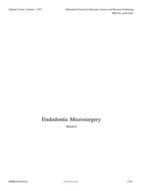 Endodontic Microsurgery Pdf Medicine Dentistry Branches