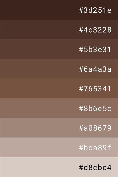 Brown Color Palette Free Color Shades And Gradients Brown Color Ids Brown Shades Number