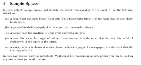 Solved Sample Spaces Suggest Suitable Sample Spaces And Chegg Com