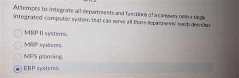 Solved Attempts To Integrate All Departments And Functions