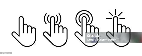 Pointer Cursor Сomputer Mouse Icon Set White Background Stock