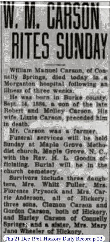 William Manuel Carson 1884 1961 Find A Grave Memorial