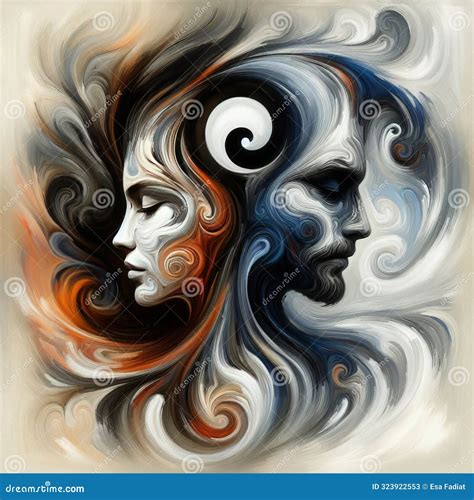 Man And Woman Forming Yin Yang Symbol Showing Duality Of Nature Stock Illustration