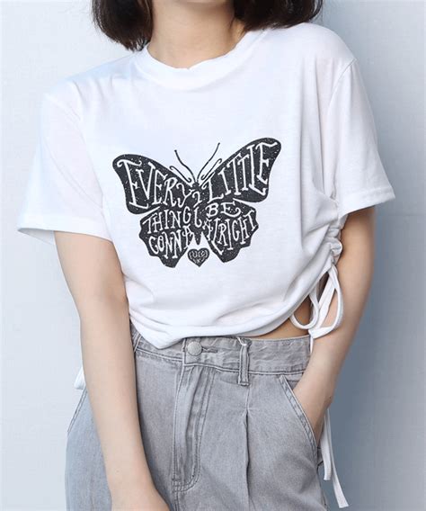 나비 스트링 반팔 크롭티