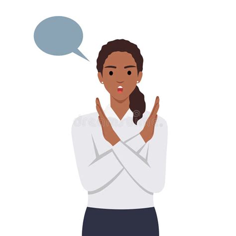 Young Female Say No With Negative Gesture Concept Of Rejection