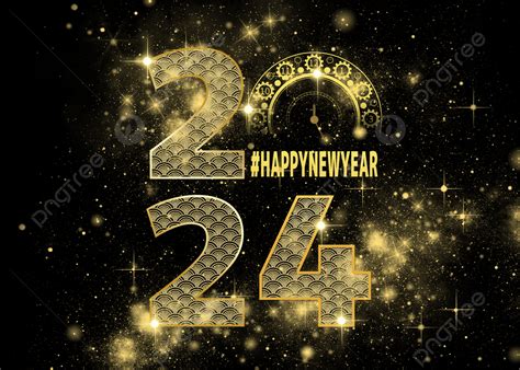 2024 New Year Greetings Clock Background Two Thousand And Twenty Four