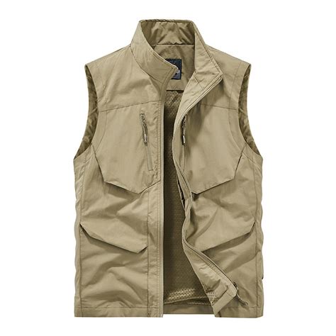 Narabb Mens Sleeveless Warm Vest Work Jacket Standing Collar Multiple