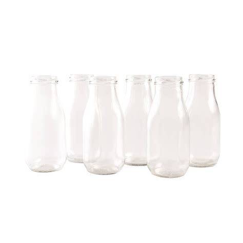 Glass Milk Bottle 250ml 6 Pack Hobbycraft