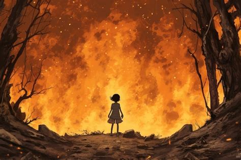 Anime Charakter Mit Feuer Und Flammen Kostenlose Foto