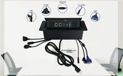 Table Pop Up Power Date Center Connection Box With Outlet Network Hdmi For Conference Desk