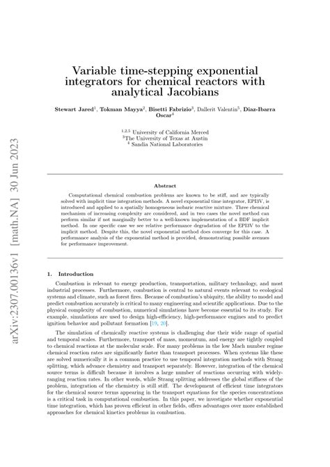 pdf variable time stepping exponential integrators for chemical