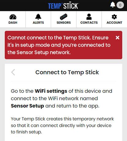 Error During Setup Process Temp Stick