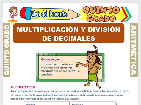 Multiplicación y División de Decimales para Quinto Grado de Primaria