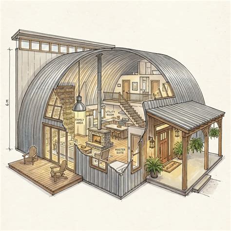 Spacious Two Story Loft Quonset Hut Design Ai Art Generator Easy
