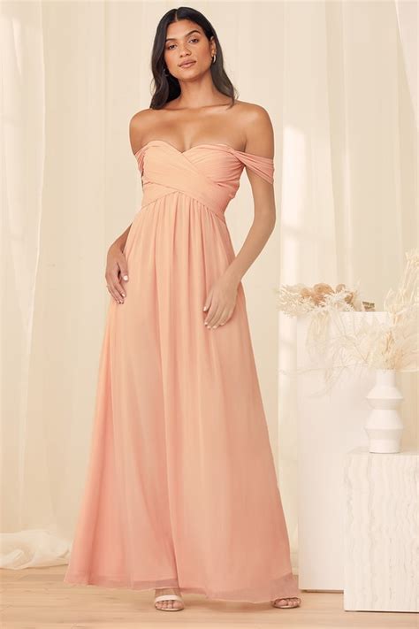Blush Maxi Dress Off The Shoulder Maxi Dress Chiffon Dress Lulus