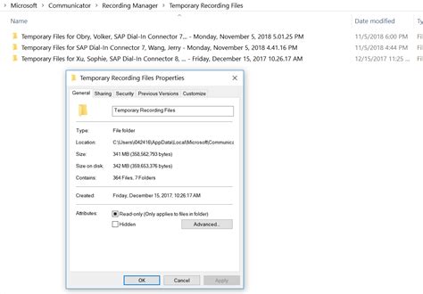 Windows10 Big Slimming Lync Recording Screen Temporary Folder