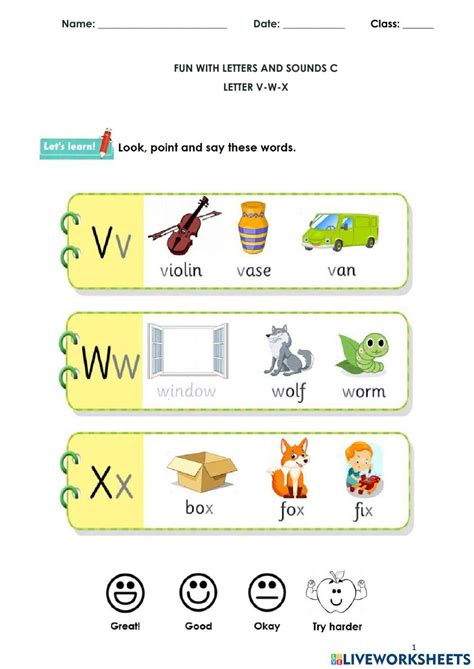 Kb1 Letter V W X Worksheet Live Worksheets