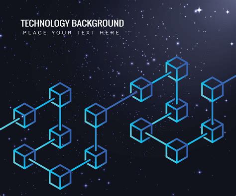 Blockchain Line Concept On Dark Background Abstract Geometric Blockchain Technology
