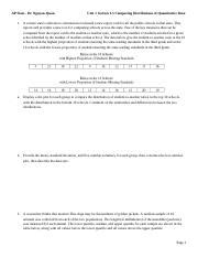 U Section Comparing Distributions Of Quantitative Data Docx Ap