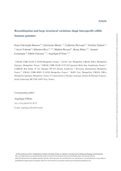 Pdf Article Recombination And Large Structural Variations