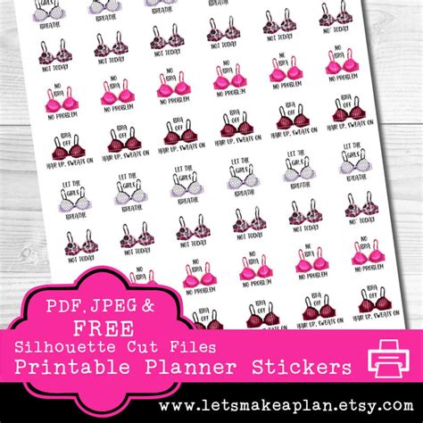 Bra Printable Planner Stickers Adulting Stickers Lazy Day Stickers Adulting Printable