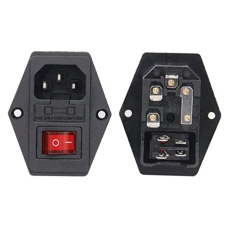 2 Pcs Inlet Male Power Socket With Fuse Rocker Switch 5a Fuse 3 Pin