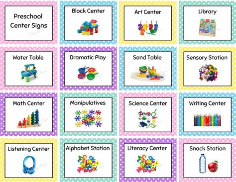 Preschool Center Signs Pastel Polka Dot Center Signs Set Of 15