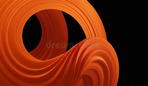 Abstract Wavy Fluid Forms In Orange Color On Black Background Twisted